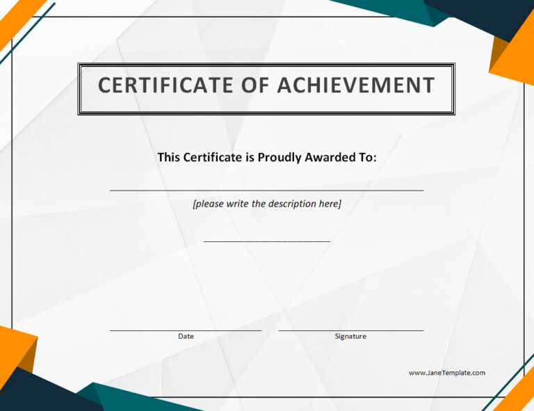 Printable Achievement Certificate Template (Word)