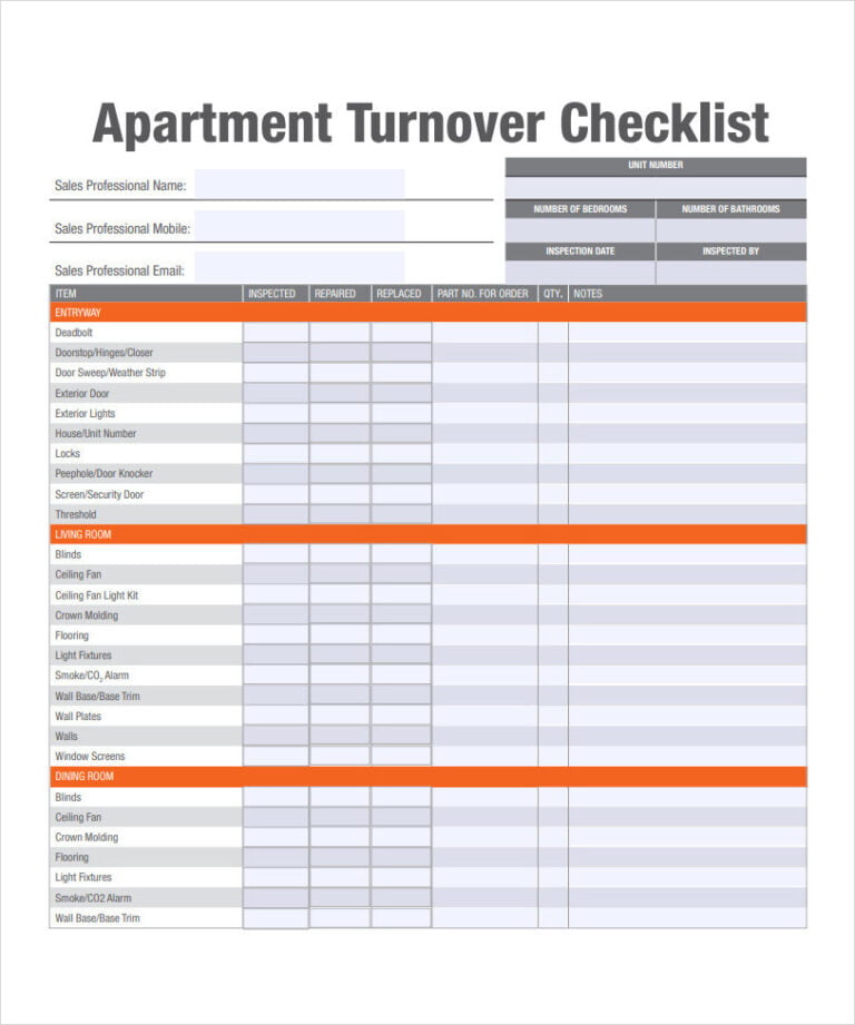 Apartment Turnover Checklist Template