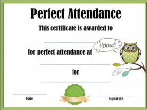 Printable Perfect Attendance Award Template