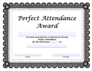 Printable Perfect Attendance Award Template