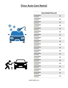 Customizable Auto Detail Price List Template (Word)