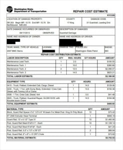 Printable Auto Repair Estimate Template