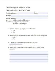 Printable Training Feedback Form