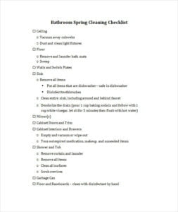 Bathroom Cleaning Checklist Template