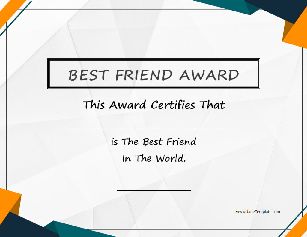 Best Friend Award Certificate Template (Word)