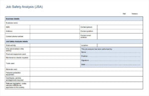 Printable Job Safety Analysis Template