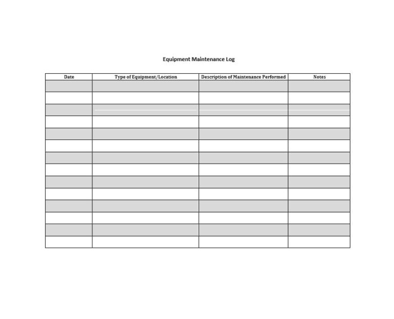 Office Maintenance Log Template