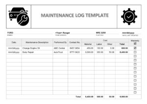 Office Maintenance Log Template