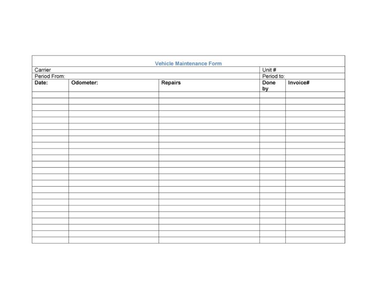 Office Maintenance Log Template