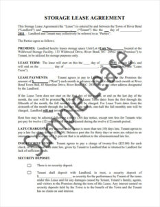 Storage Unit Lease Agreement Template