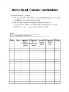Printable Blood Pressure Log Template