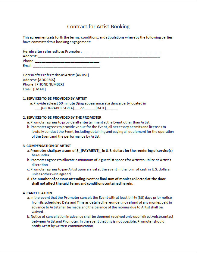 Printable DJ Contract Template