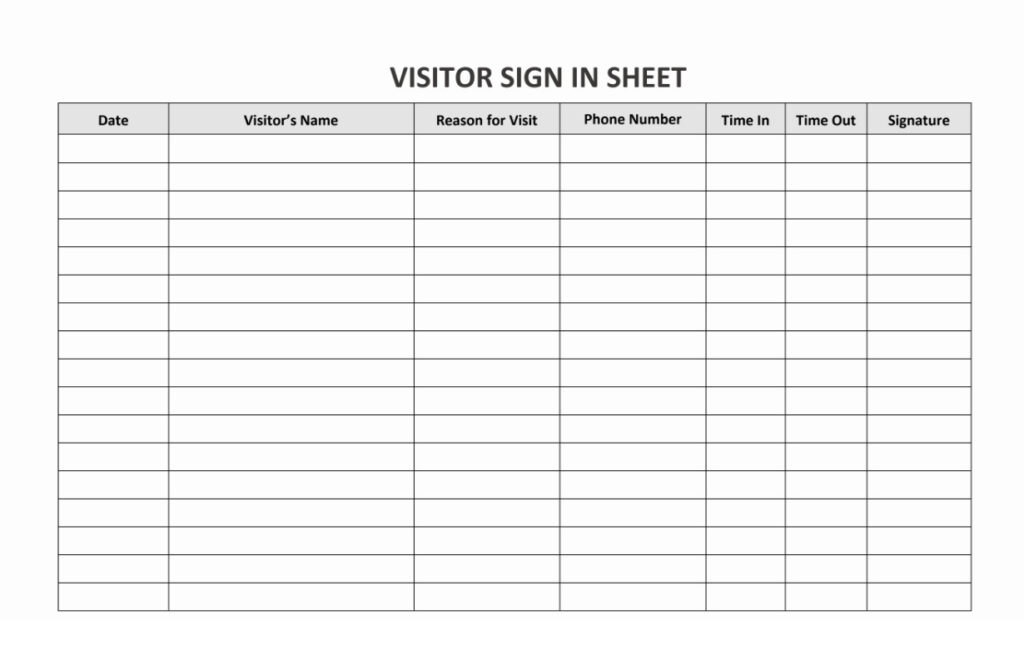 Building Visitor Sign-in Sheet Template