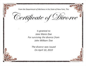 Printable Divorce Certificate Template