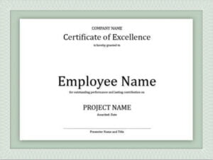 Printable Certificate of Excellence Template