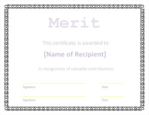 Printable Certificate of Merit Template