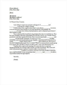 Printable Adoption Reference Letter Template