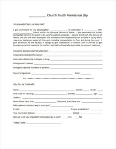 Printable Permission Slip Template