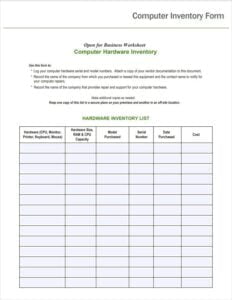 Printable Computer Inventory Template