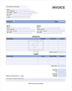 Printable Computer Repair Invoice Template