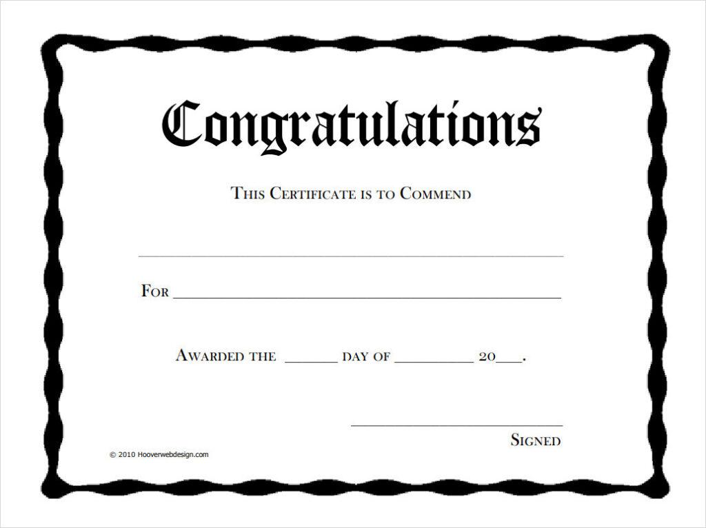 Printable Congratulation Certificate Template