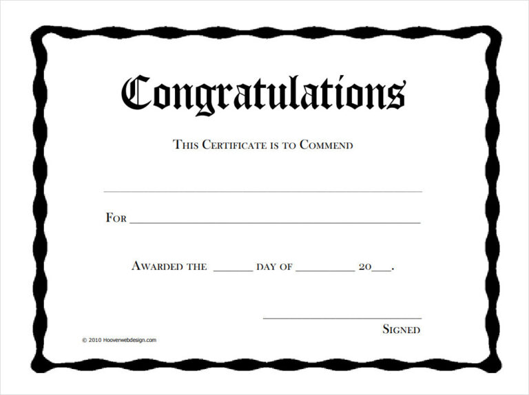 Printable Congratulation Certificate Template