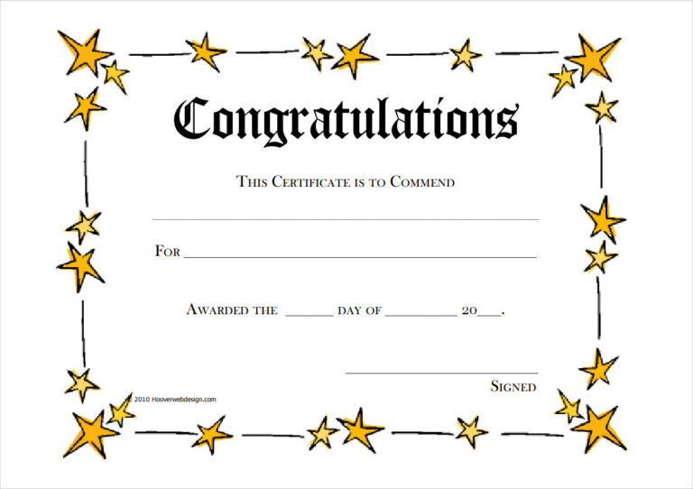 Printable Congratulation Certificate Template