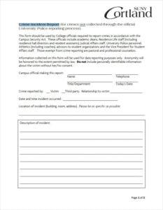 Printable Crime Report Template