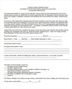 Printable Crime Report Template