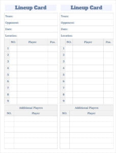 Printable Baseball Lineup Card Template