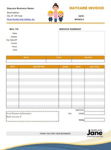 Printable Daycare Invoice Template