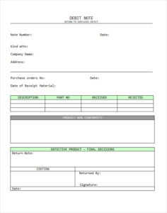 Printable Debit Note Template
