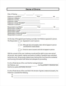 Printable Divorce Certificate Template