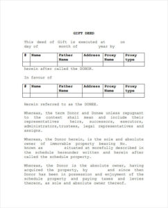 Printable Deed of Gift Form