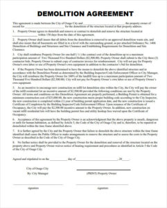 Printable Demolition Contract Template