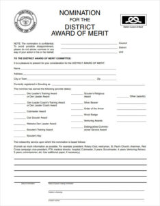Printable Certificate of Merit Template