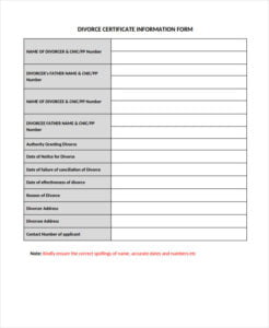 Printable Divorce Certificate Template