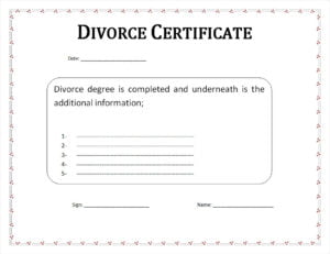 Printable Divorce Certificate Template