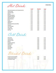 Printable Drink Menu Template