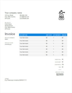 Printable Pest Control Invoice Template