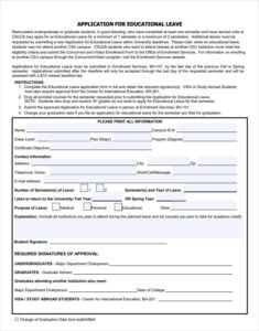 Printable Leave Application Form