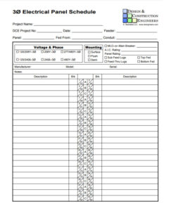 Printable Panel Schedule Template