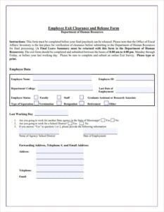 Printable Employee Separation Form