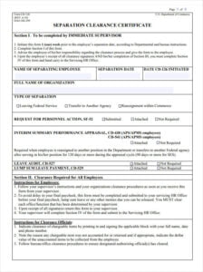 Printable Employee Separation Form