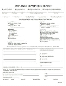 Printable Employee Separation Form