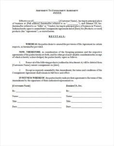 Equipment Consignment Agreement Template
