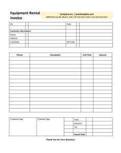 Printable Equipment Rental Invoice Template