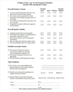 Printable Speaker Evaluation Form