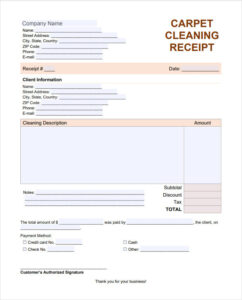 Printable Carpet Cleaning Receipt Template