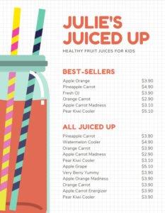 Printable Drink Menu Template